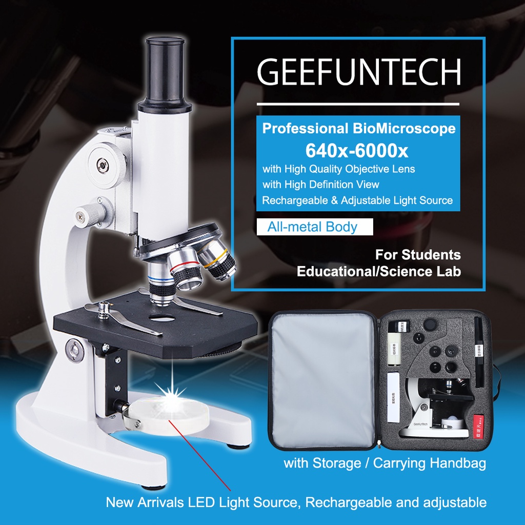 Geefuntech Professional Biological Microscope 640x-6000x All-Metal With ...