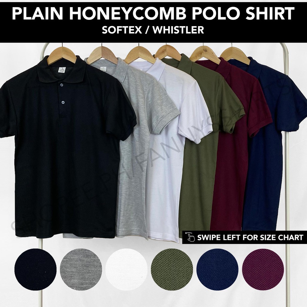 Unisex Plain Polo Shirt | Softex Whistler | Honeycomb | Black Gray ...