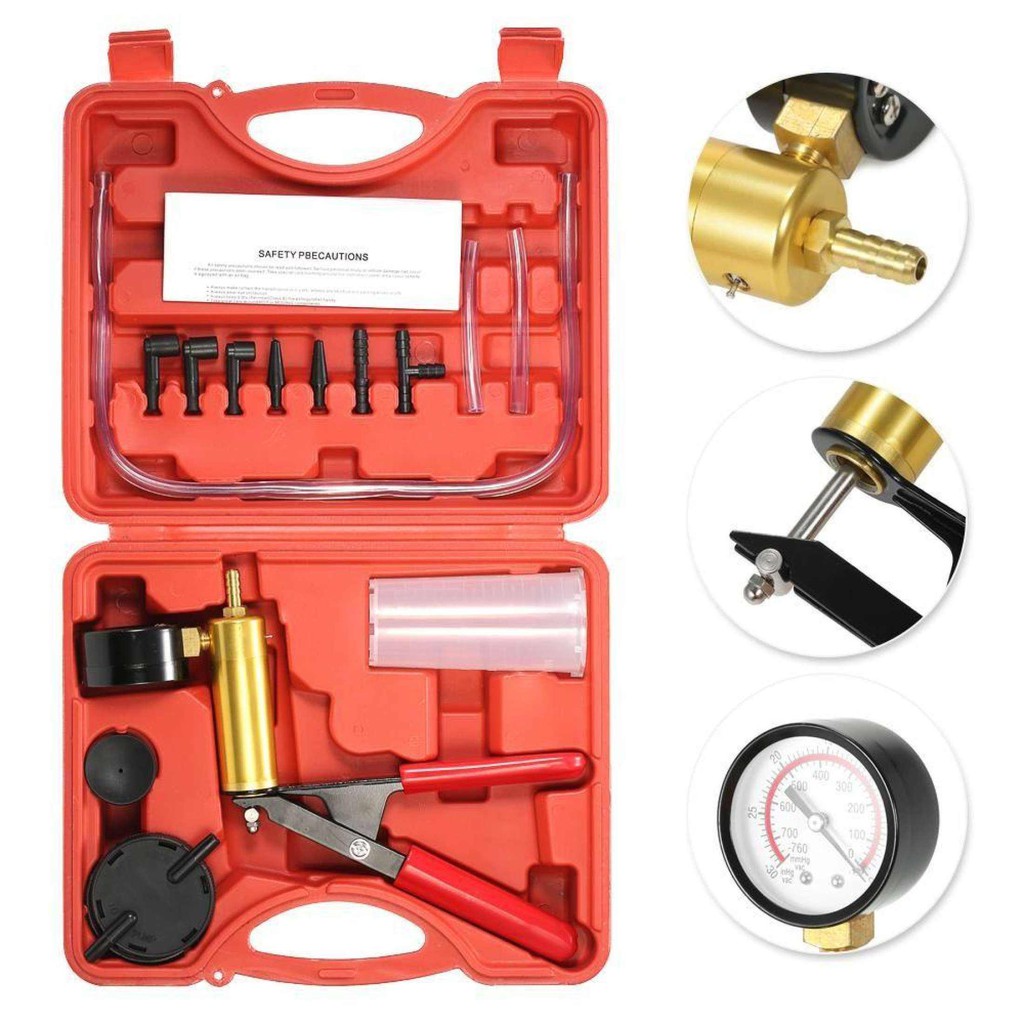 Hand Held Vacuum Pump Pressure Tester Kit Brake Bleeder Test Tool ...