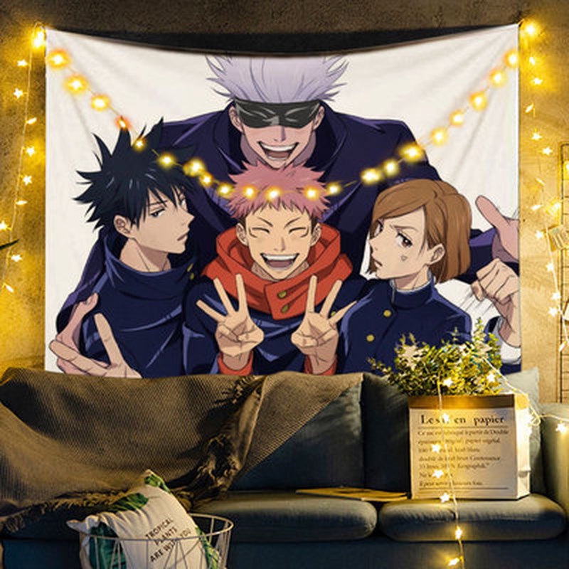 Anime Jujutsu Kaisen Tapestry Wall Cloth Gojo Satoru College Dorm ...