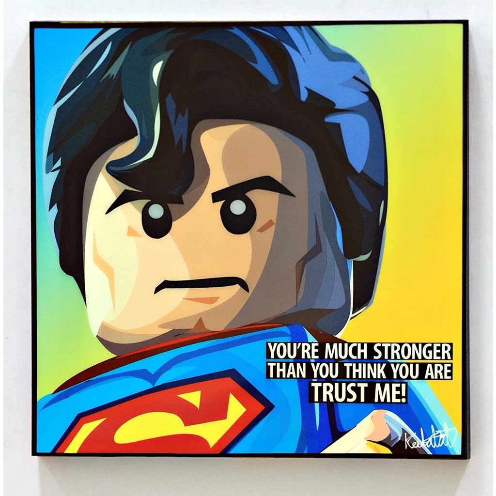 Superman Lego Poster and print POP ART Painting on Canvas Motivational ...