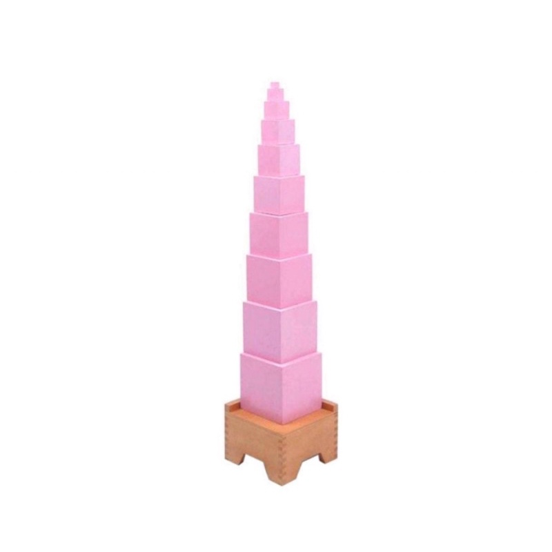 Montessori Pink Tower/ with wooden stand | Shopee Philippines