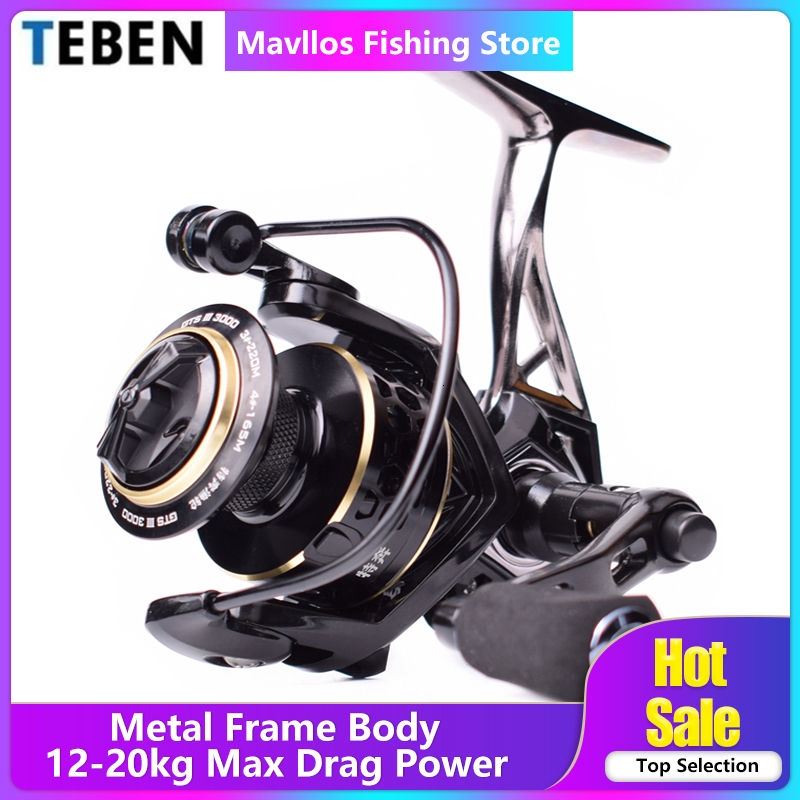 Teben Gts III 8+1BB Metal Reel Max Drag12-20KG Spinning Reel Saltwater ...