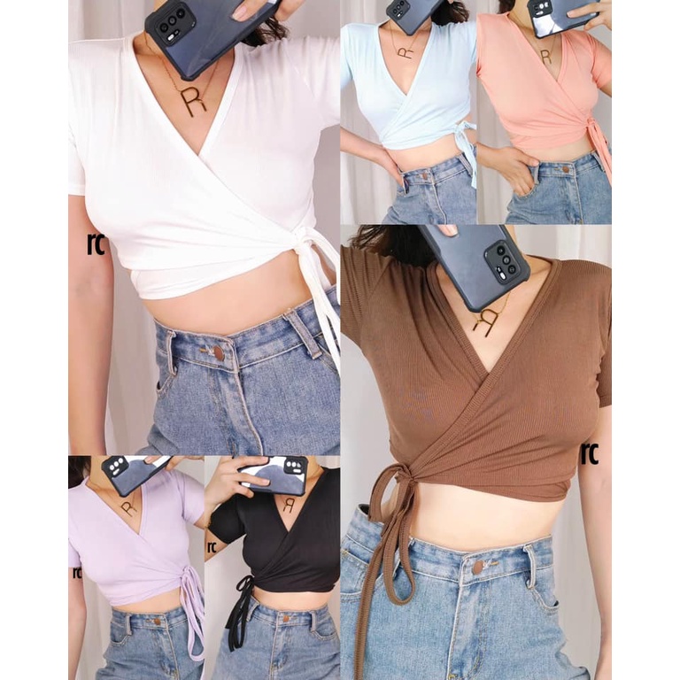 Charm Two-way Knitted Crop Top (2way) | Shopee Philippines