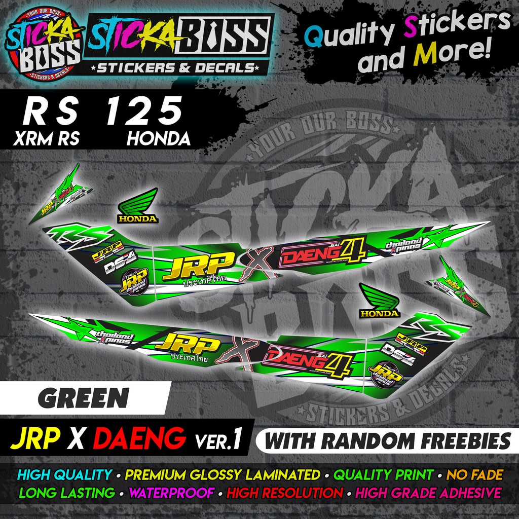 RS 125 JRP x DAENG VER.1 [GREEN] STOCK STICKER DECALS By STICKABOSS ...