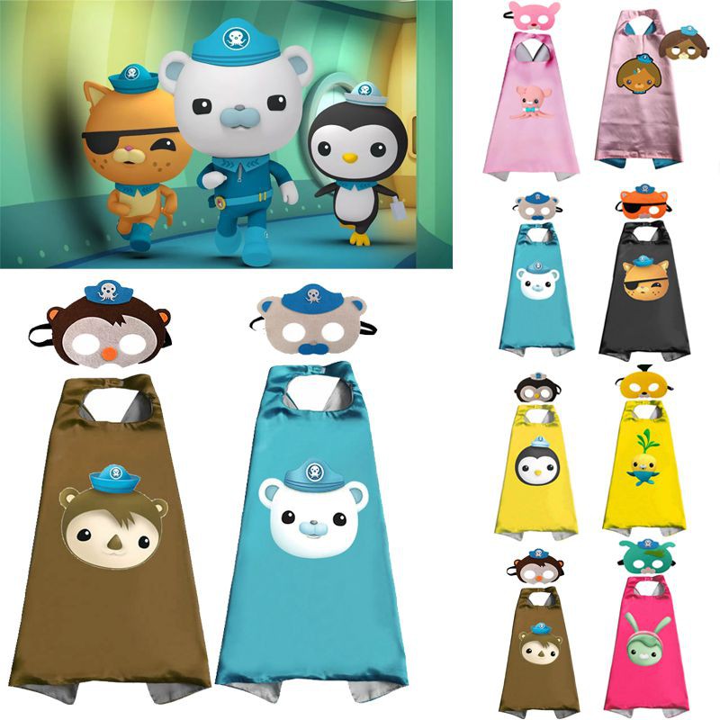 2Pcs The Octonauts Anime Costume Cosplay Comic Superhero Cloak Mask ...