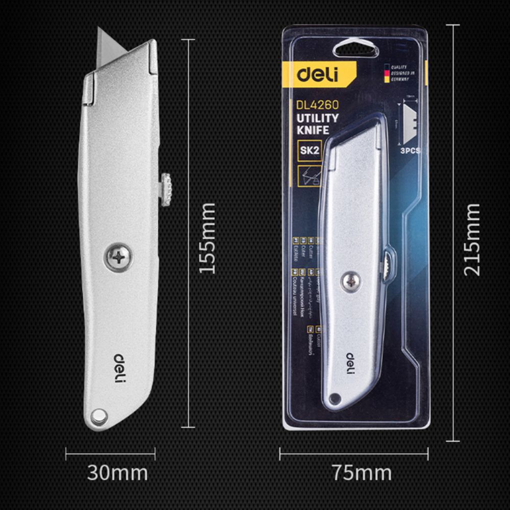 Deli Utility Knife Cutter 2PCS Industrial Retractable Wallpaper Knife ...