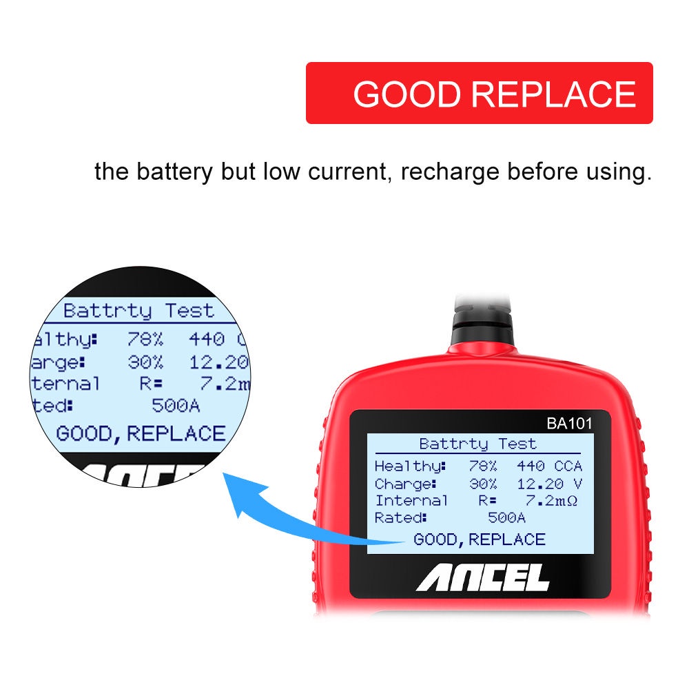 ANCEL BA101 12V Automotive Battery Tester Digital Battery 100-2000CCA ...