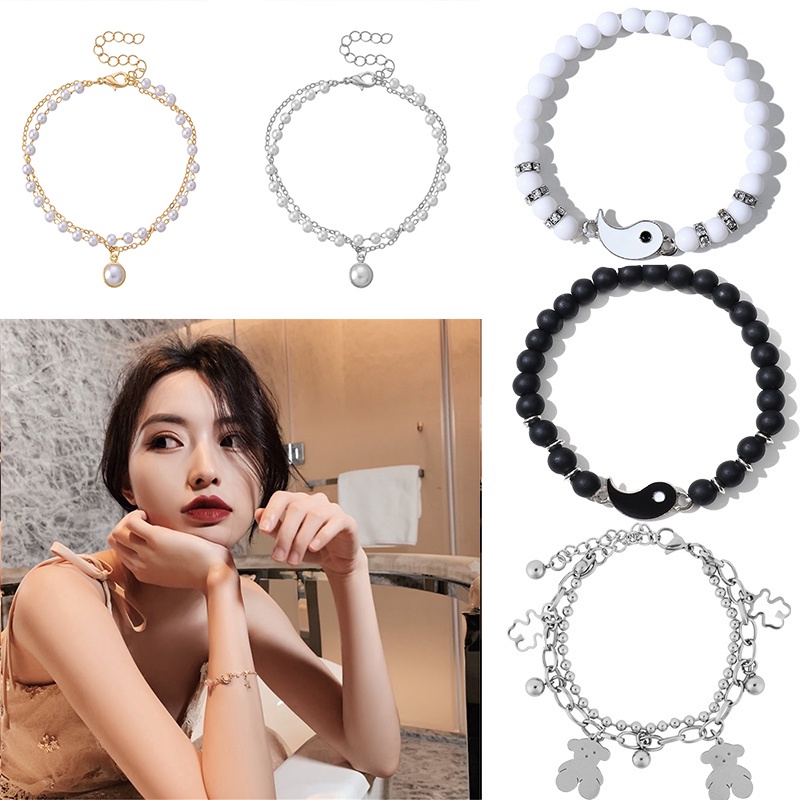 YOUJ NEW Tai Chi Crystal Bear Gossip Natural Stone Beaded Best Friend ...