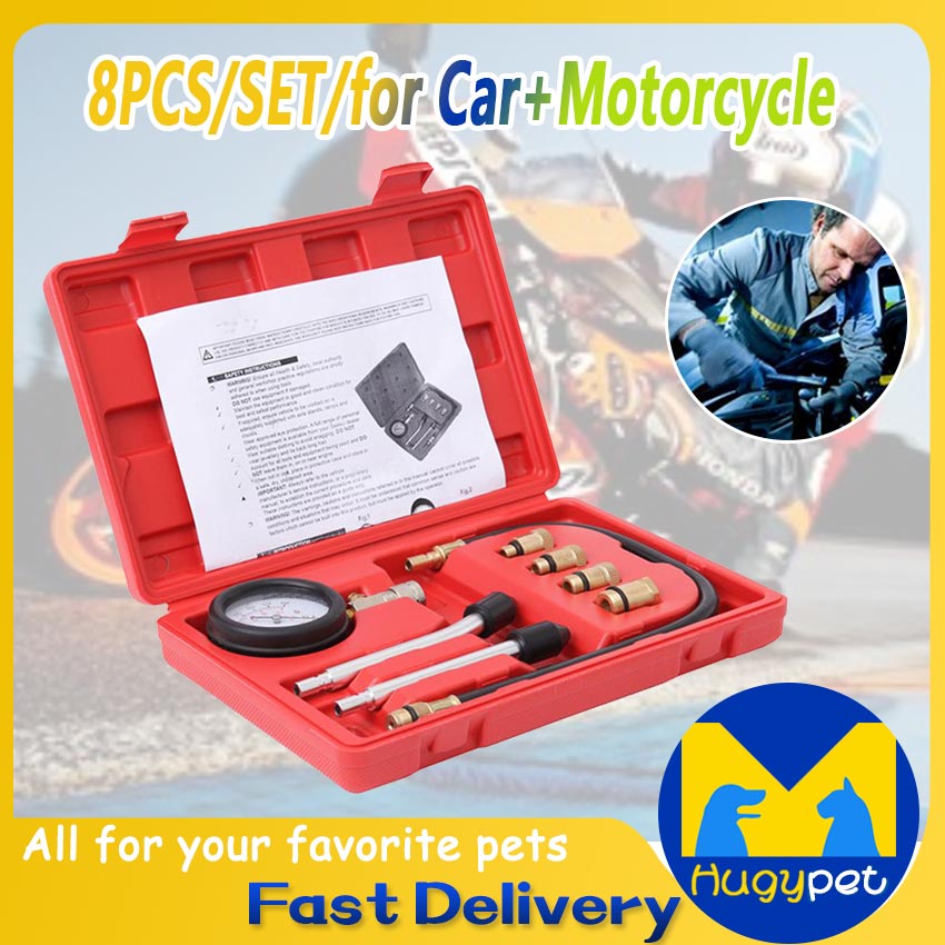 Automotive Motorcycles Petrol Engine Compression Test Gauge Tester Kit ...