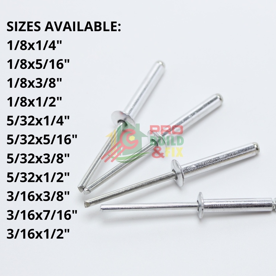 Blind Rivets (50pcs) 1/8" 5/32" 3/16" Diameter Series High Quality ...