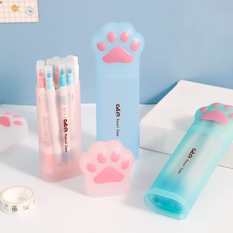 Cute Cat Paw Pencil Box Large Capacity Pencil Case Plastic Pen Bag Pen ...