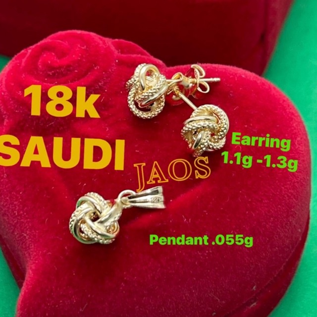 PAWNABLE 18K SAUDI GOLD KNOT EARRING & Pendant | Shopee Philippines