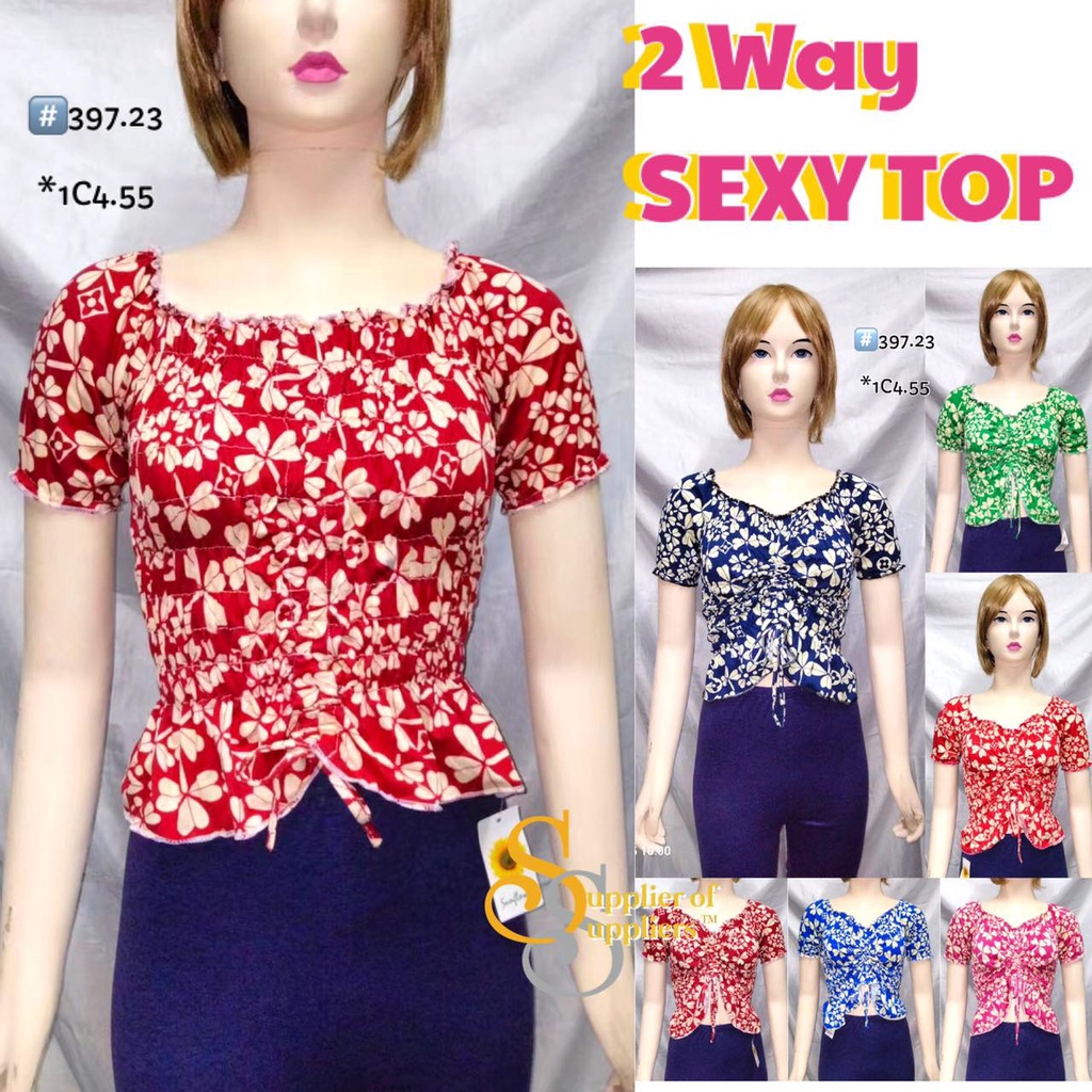 SASA RUCHED SMOCKED SMACKING sexy nadine ootd floral string top HB 395 ...