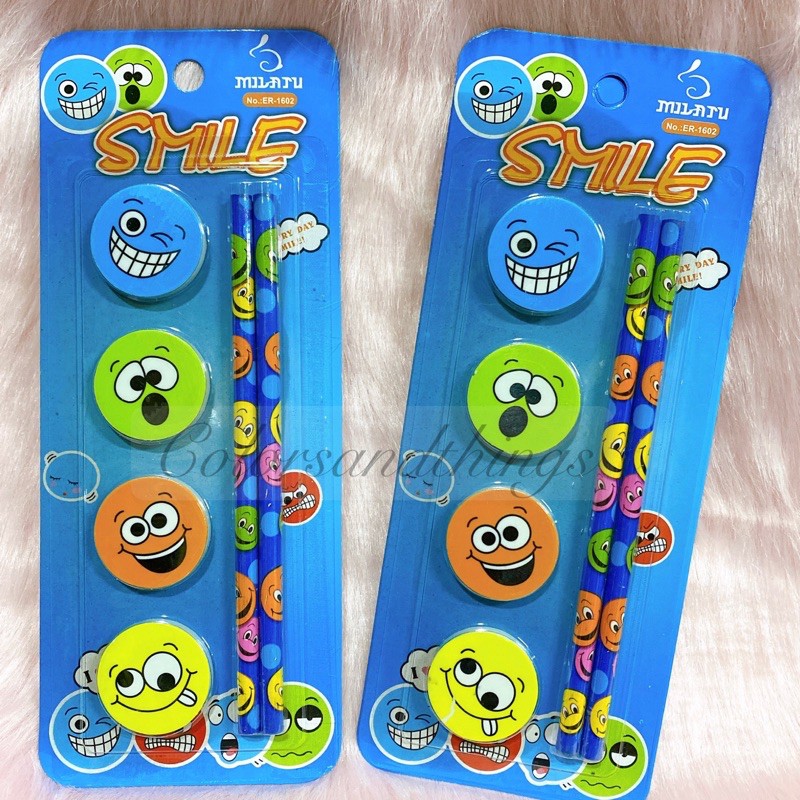 Emoji & LOL Eraser Pencil Sharpener Set Fun & Cute School Supplies for ...