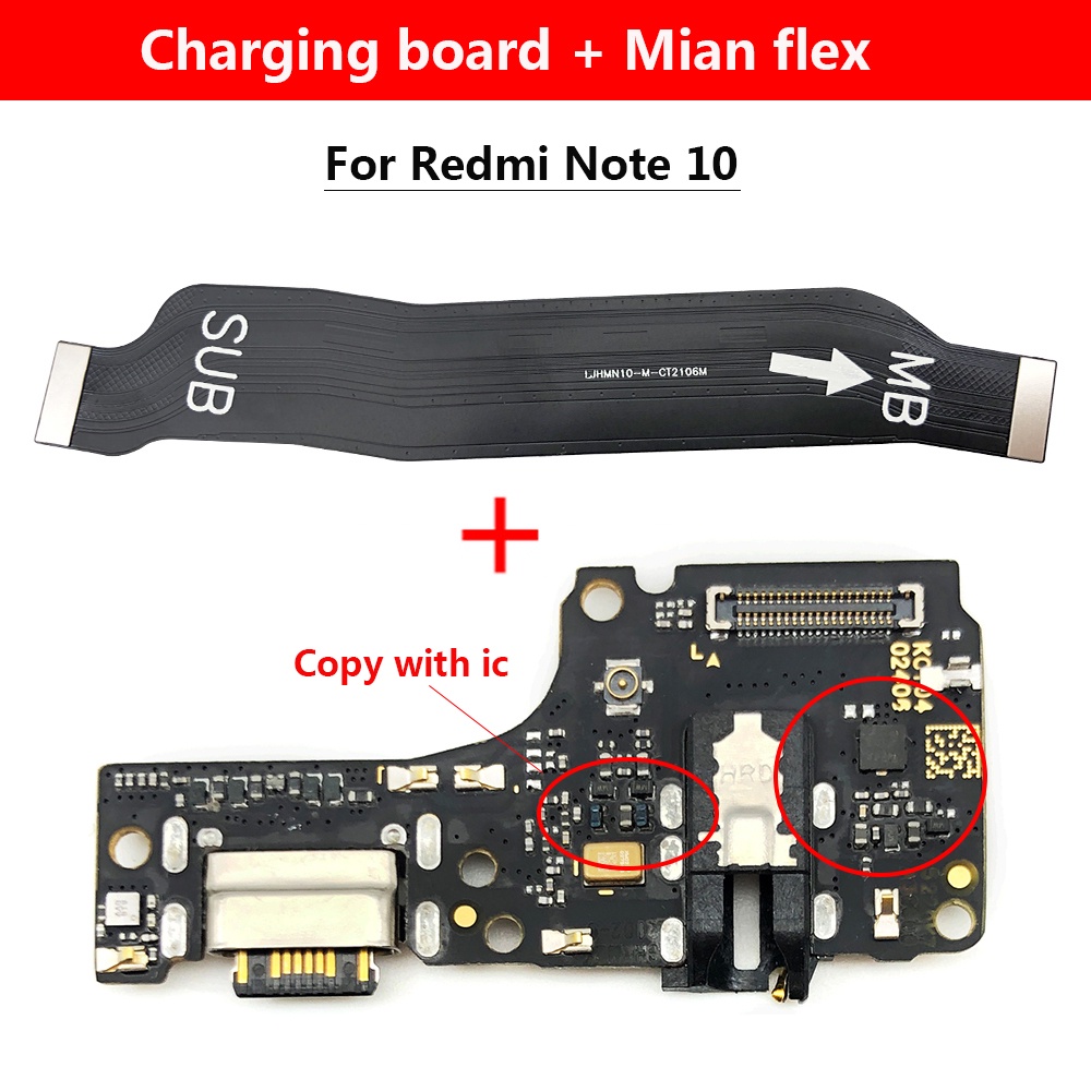 USB Charging Port Flex For Redmi Note 10 With Main Board Motherboard ...