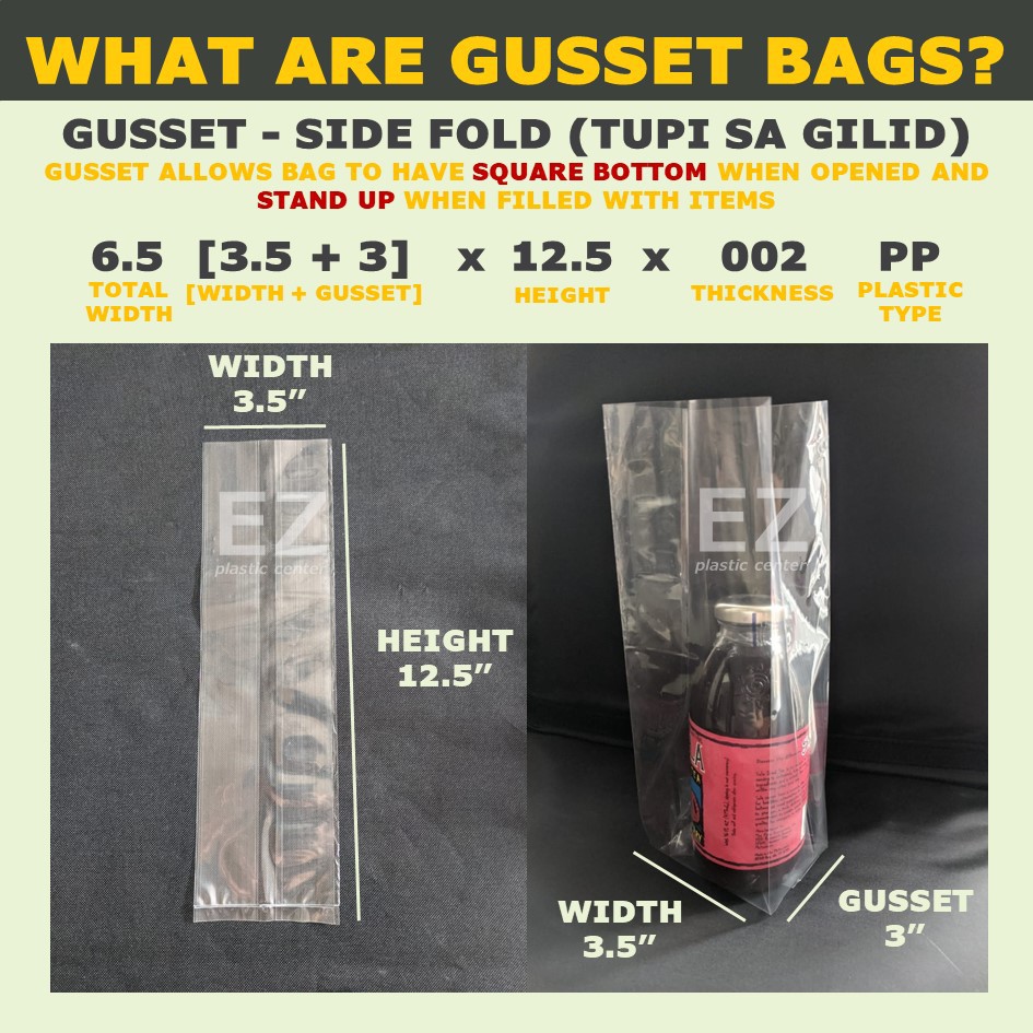 PP Plastic Gusset Bags 100pcs | Stand-up Bag in PP Clear Plastic ...
