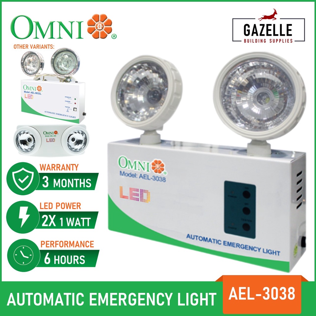 Omni Automatic Emergency Light - AEL-3038 / AEL-9032L / AEL-390 | Shopee Philippines