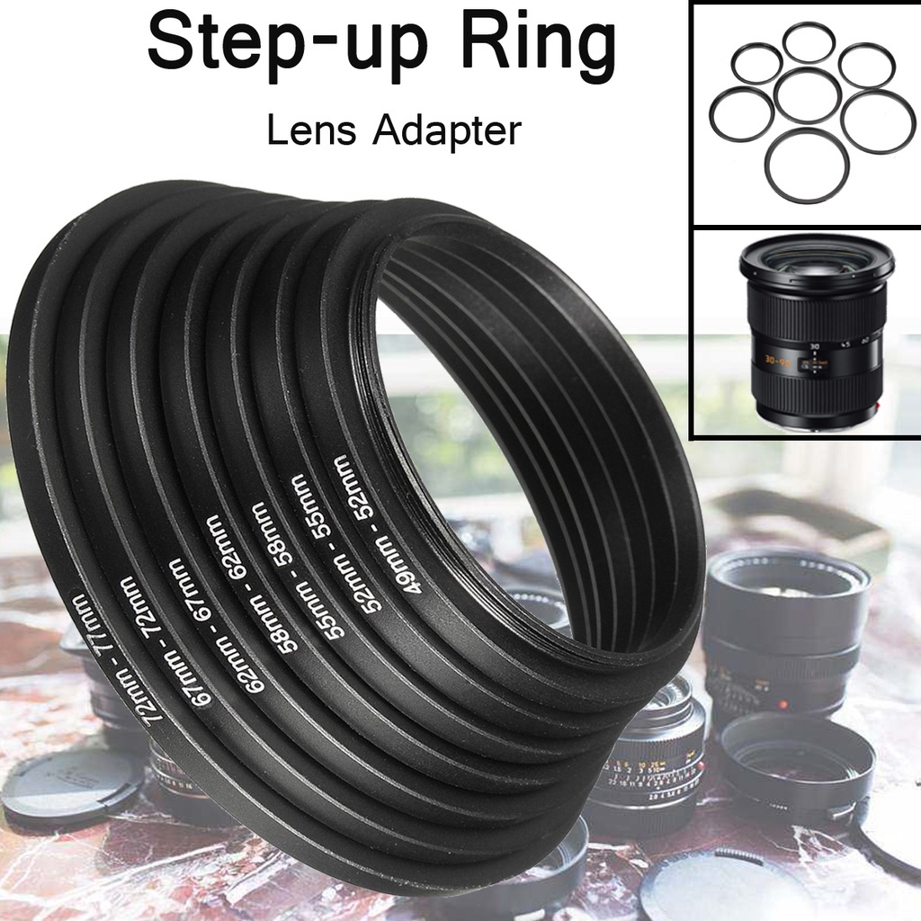 9pcs Metal Step Up Rings Aluminum Universal Lens Adapter Filter Set 37 ...