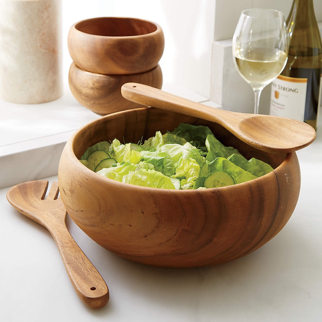 100% Kahoy Calabash Bowls with Spoon and Fork Set Kahoy (Acacia ...