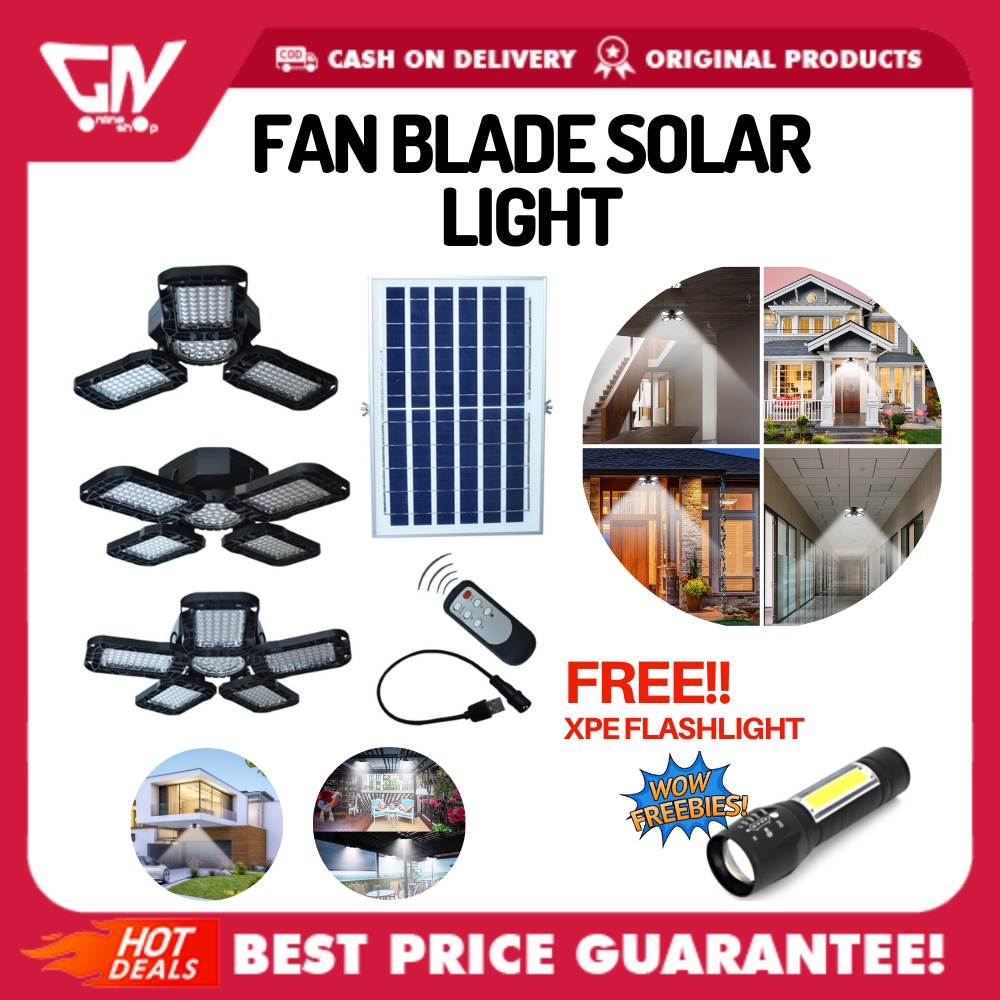 Solar Light Foldable Fan Blade Angle Adjustable Light With Remote ...