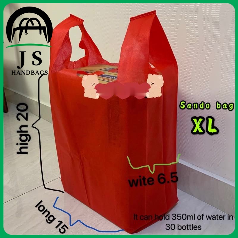 100 Pcs Sando“XL”Eco Bag Non-woven Vest Tote Bag Shopping bag | Shopee ...