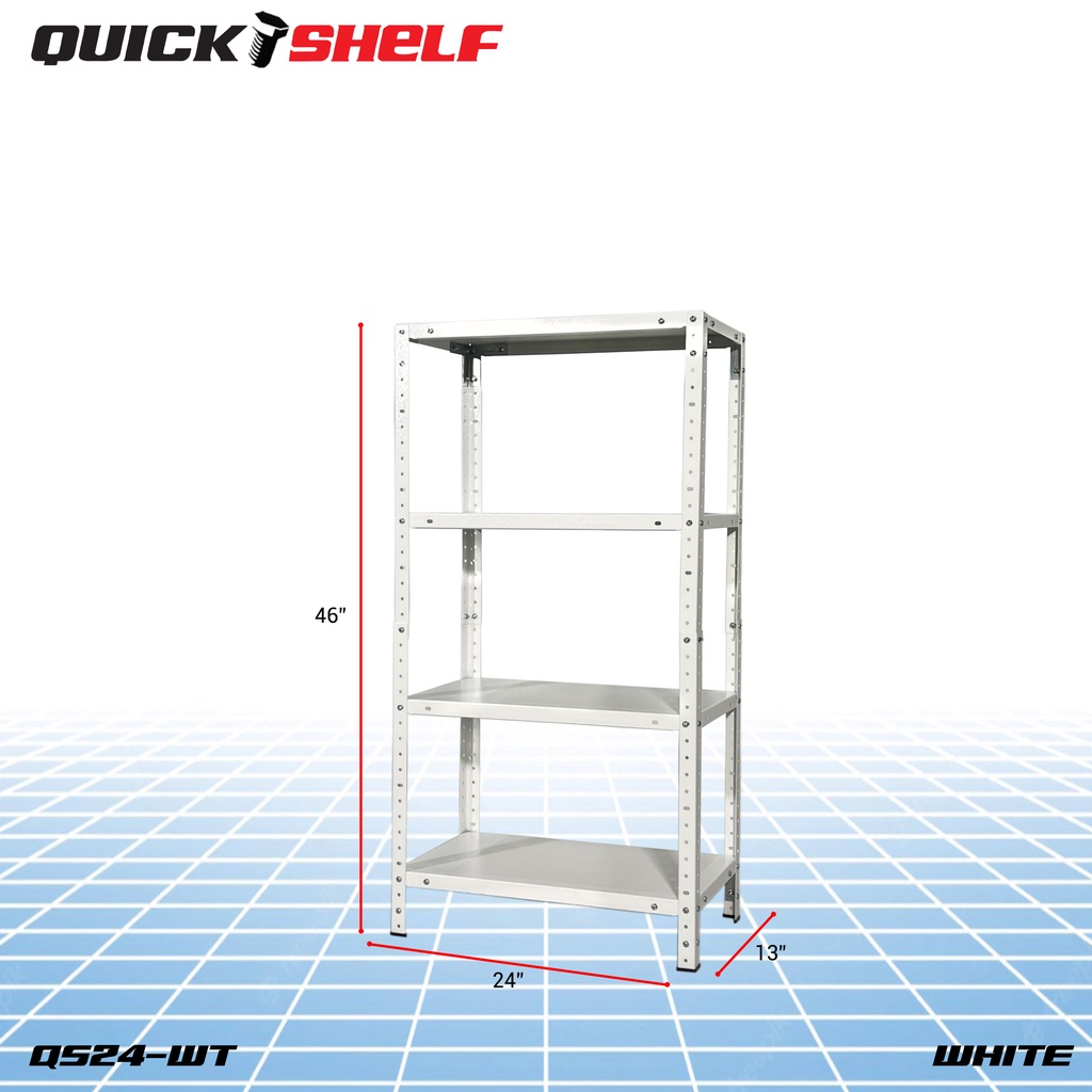 QUICK SHELF Heavy-Duty Metal Shelving Adjustable White/ HammerTone 4 ...