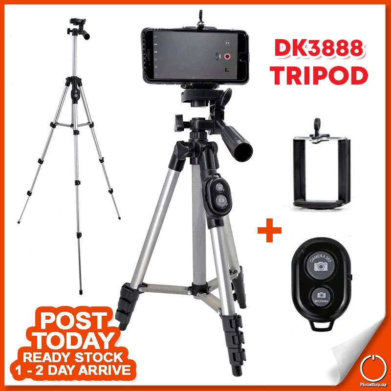 FREE BLUETOOTH SHUTTER DK3888 Aluminum Tripod Extendable Portable ...