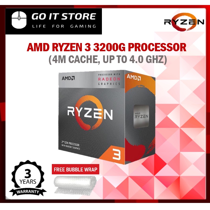 AMD Ryzen 3 3200G Vega 8 Graphics AM4 CPU Processor (4 Cores, 4 Thread ...