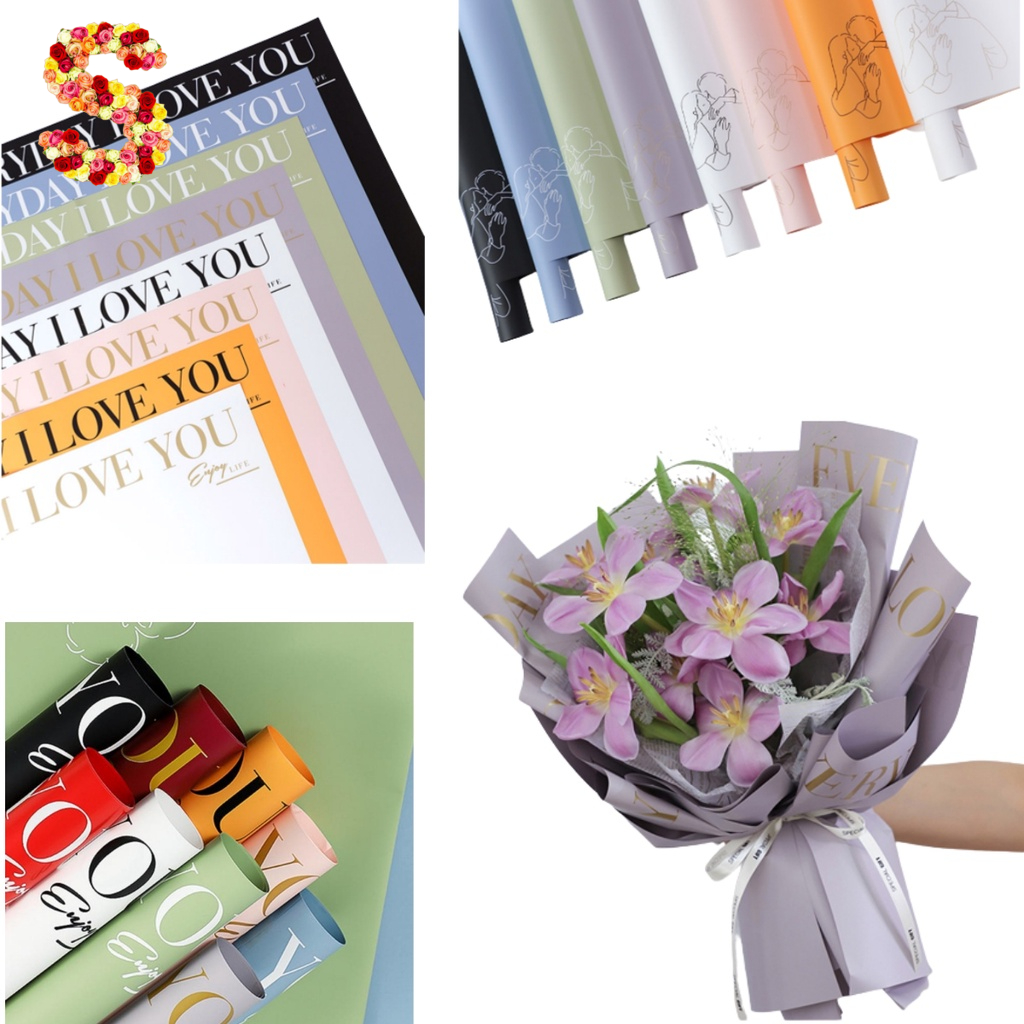 20pcs Bouquet Wrapper Paper Simple Love Embrace Waterproof Gift Diy ...