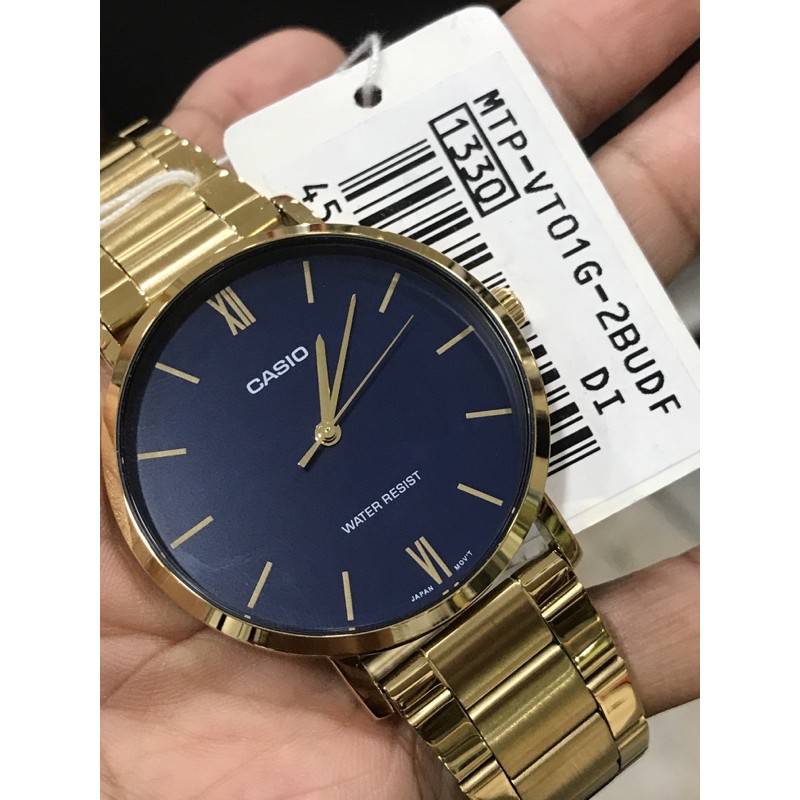 CASIO MEN'S GOLD MTP VT01G 2B / MTP VT01 BLUE FACE | Shopee Philippines