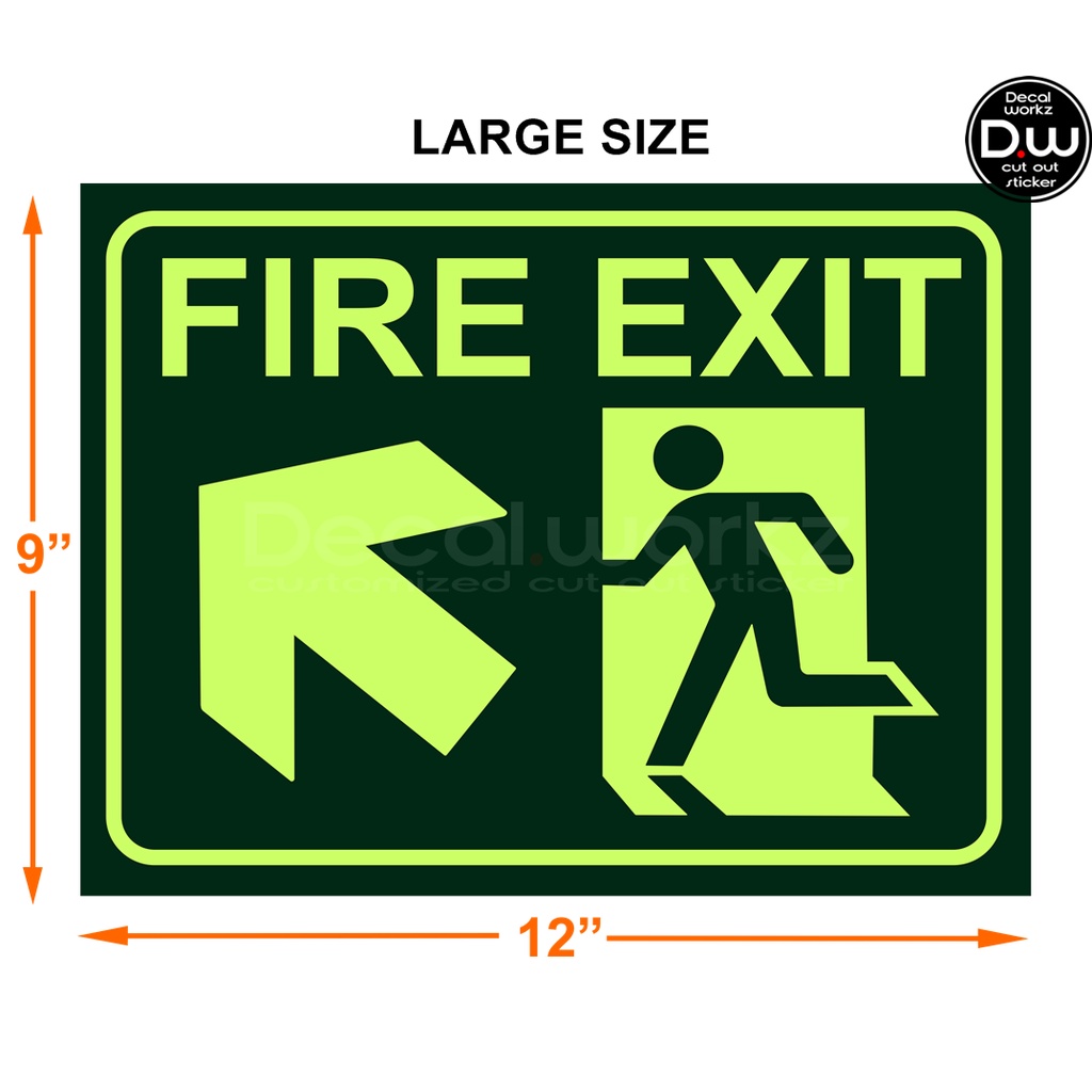 Glow in the Dark Fire Exit Sign 9"x12" Luminous sign black Cut Out ...