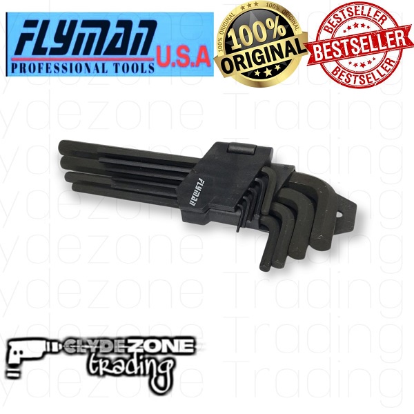 FLYMAN ORIGINAL 9 Pcs. Allen Wrench Set (HEX KEYS) | Shopee Philippines