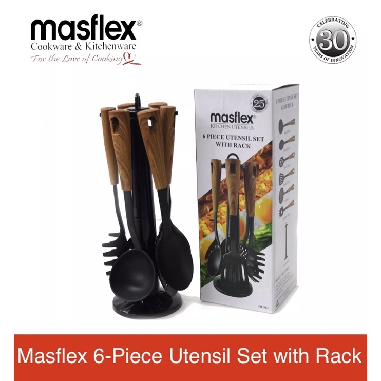 Masflex 100% Original 6-Piece Nylon Food Grade Utensil Set with ...