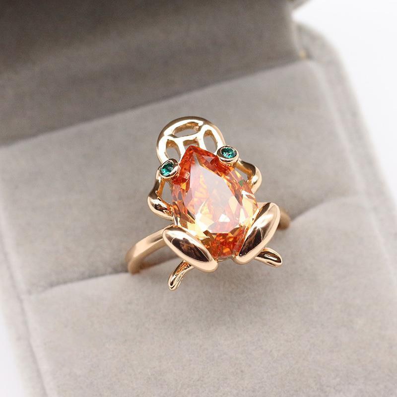 Crystal Golden Toad Ring Female Rose Gold Plated Index Finger Copper ...