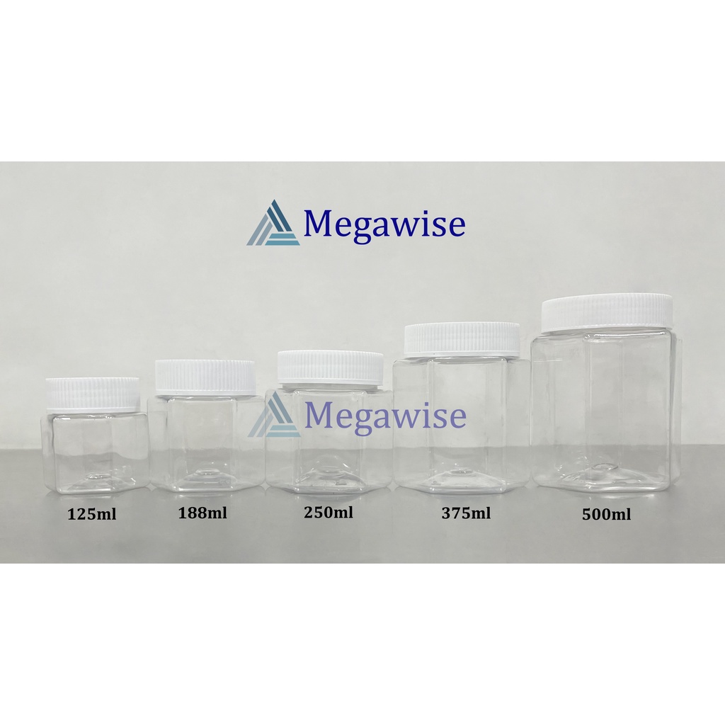 Hexagon Plastic Jar with White Cap (Food Grade) | Shopee Philippines