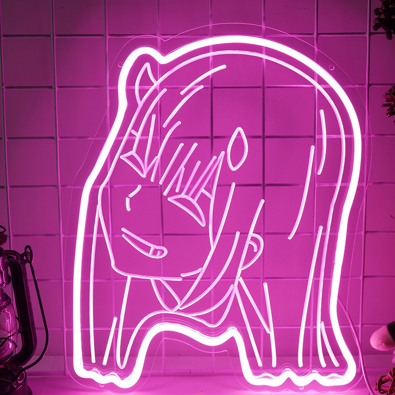 Zero Two Girl Neon Sign LED Anime Carve Neon Sign Dark Franks Ghost ...