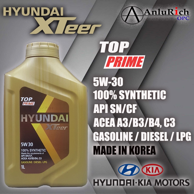 HYUNDAI XTEER TOP PRIME 5W30 100% Synthetic For Gasoline / Diesel ...