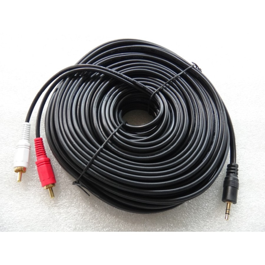 AUDIO TO RCA CABLE 2 GOLD PLATED 20M (1-2) 3.5MM JACK/ - 2 RCA 20 METERS | Shopee Philippines