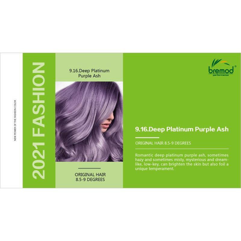 Bremod Hair Color 100ml Deep Platinum Purple Ash 9.16 (Set) With ...