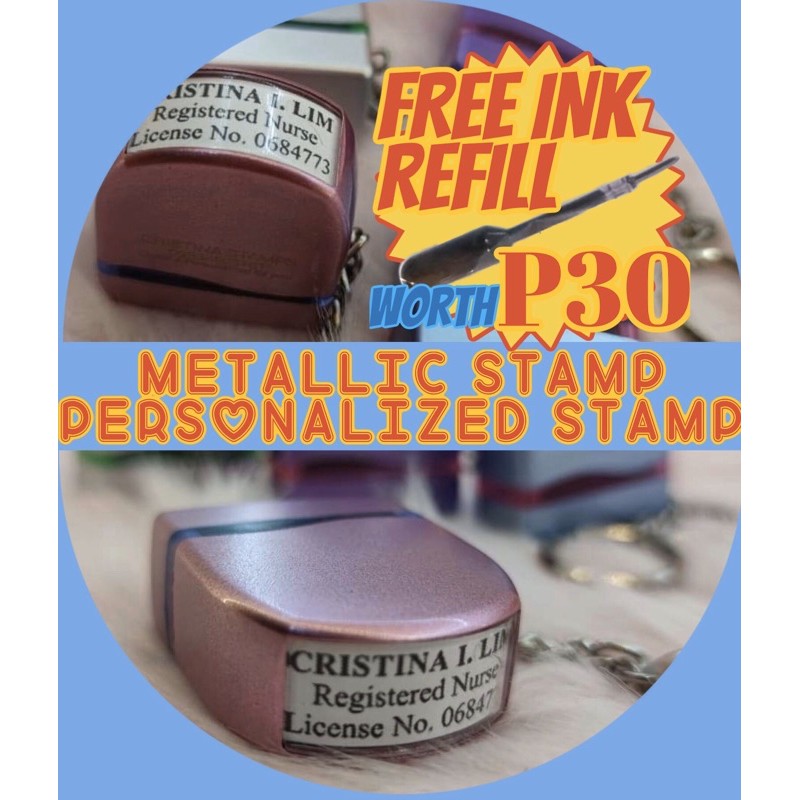 Self Inking Stamp Personalized Metallic Stamp 10mm*27mm | Shopee ...