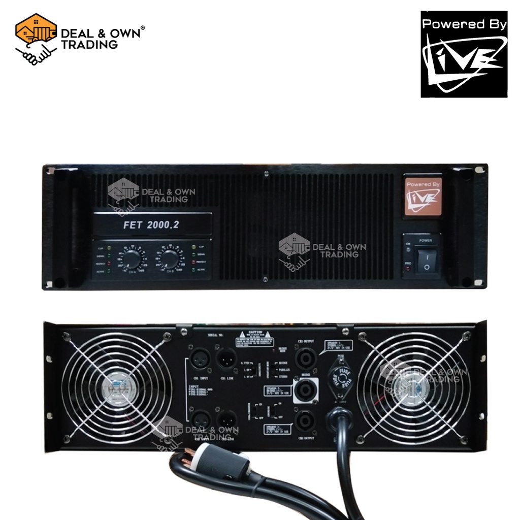 Live FET-2000.2 1300W X 2 for 8 Ohms 2050W X 2 for 4 Ohms Powered ...