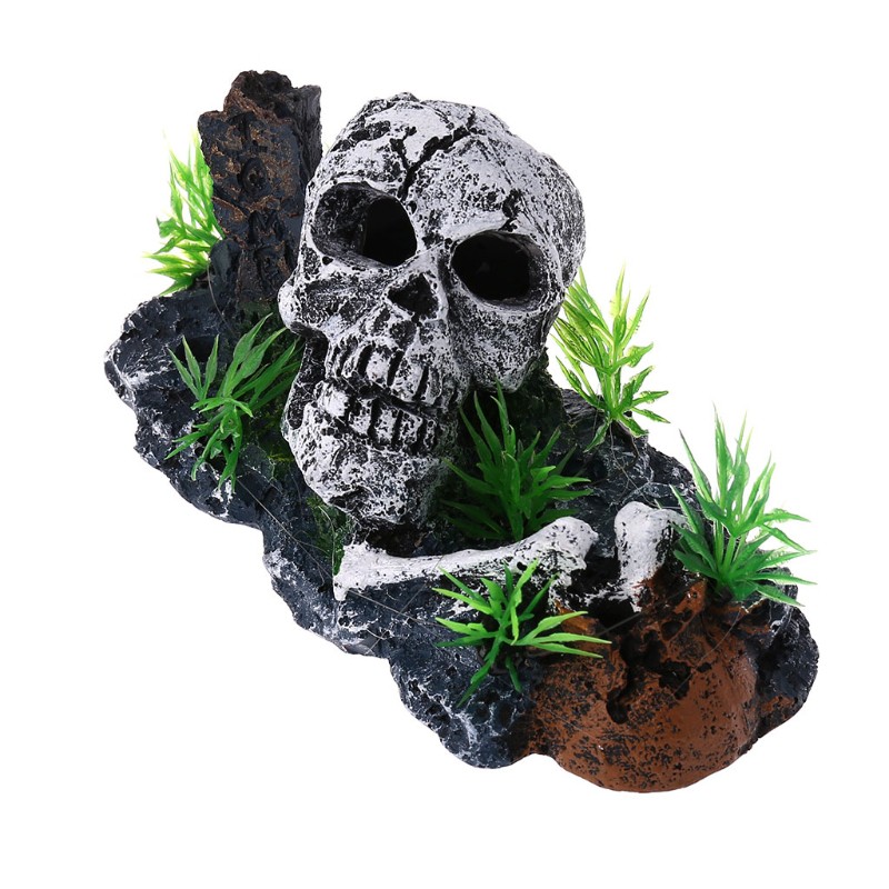 Pirate Skull Skeleton Aquarium Ornament Hiding Cave Fish Tank ...