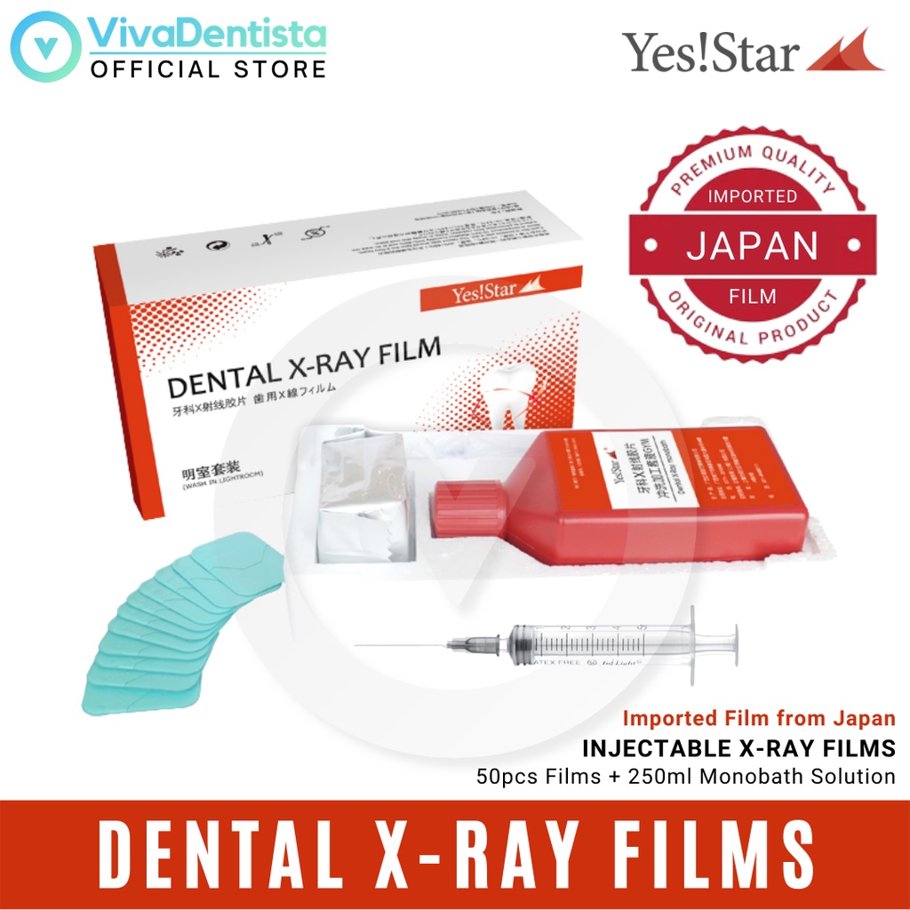 YES STAR Dental X-Ray Film Set Bright Room (50pcs Film + 250ml Monobath ...