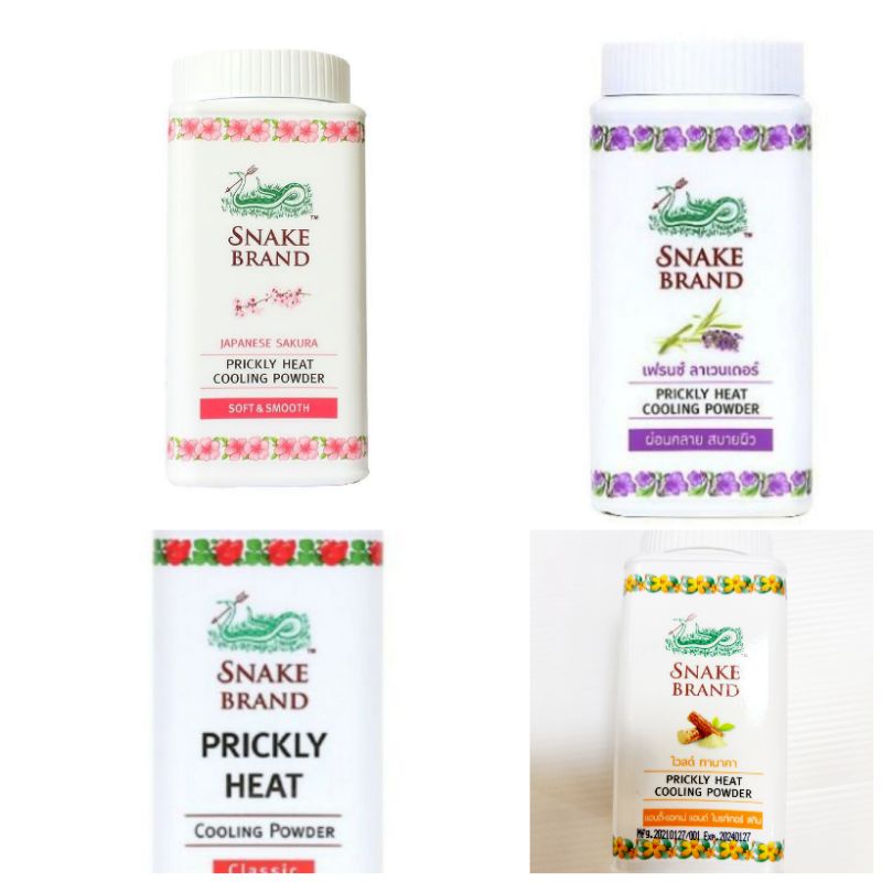 SNAKE BRAND SAKURA/Lavender Wild thanaka PRICKLY HEAT COOLING POWDER ...