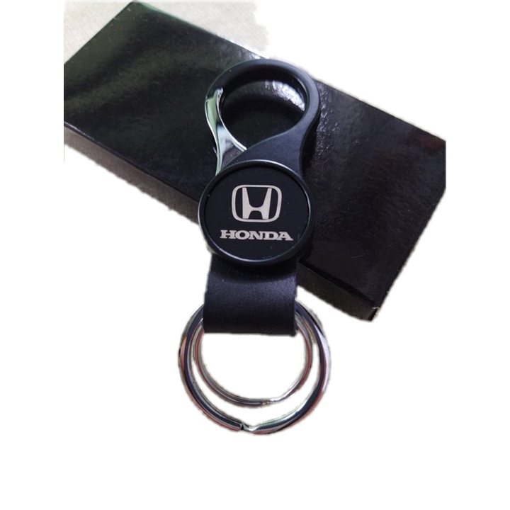Honda Keychain Double Loop (Leather Strap and Monochrome Printed Logo ...