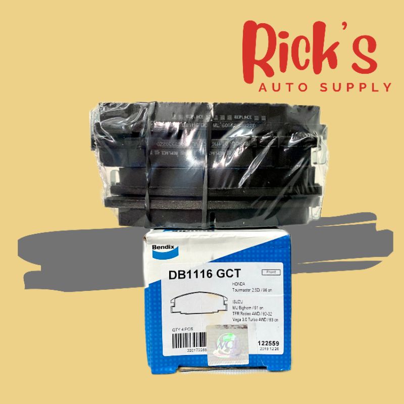 Bendix Brake Pads Front for Isuzu Hilander/Crosswind 1996-2016, Isuzu Pickup/Trooper (DB 1116 ...