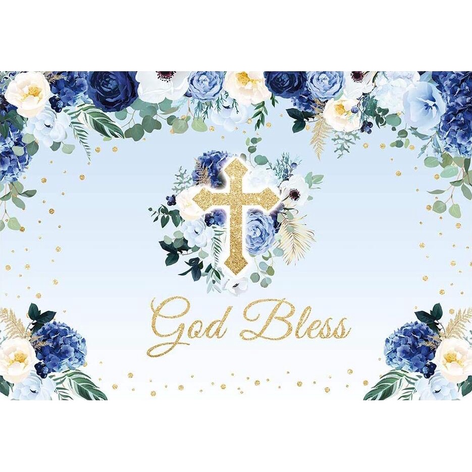 7x5FT God Bless Backdrop Baptism Party First Holy Communion Christening ...