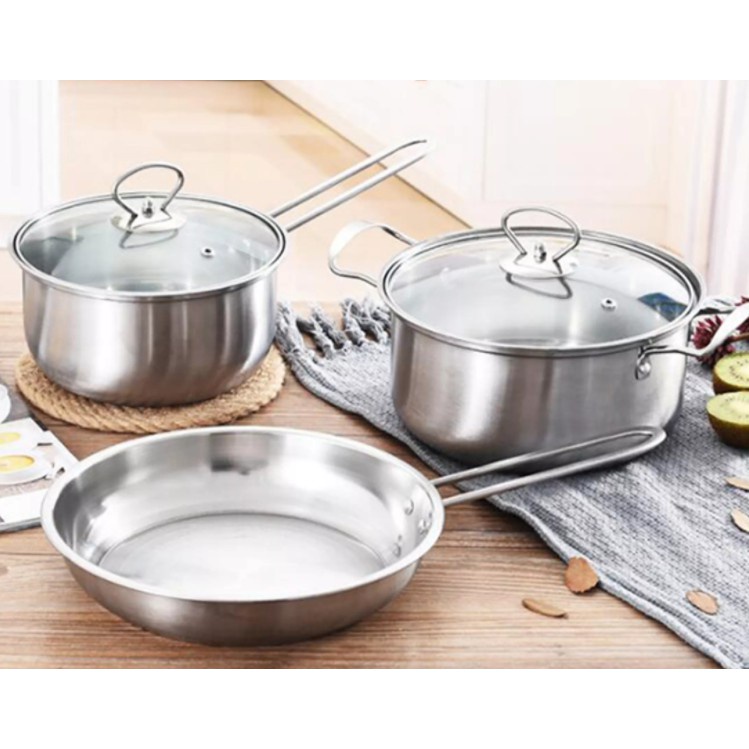 CINGO Saucepan Induction Safe Thickened Frying Pan With Glass Lid ...