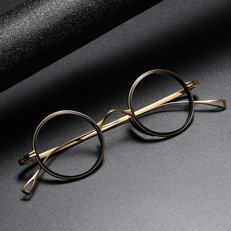 Unique Vintage Features Small Round Frame Pure Titanium Glasses With ...